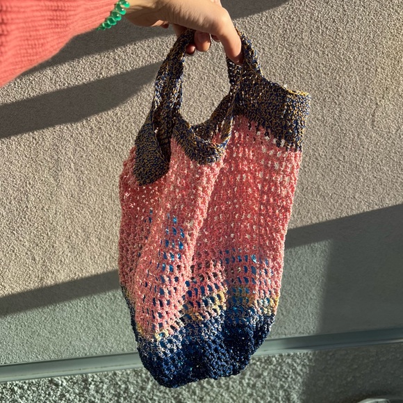 Bags | Multicolored Handmade Crochet Y2k Knit Bucket Bag | Poshmark